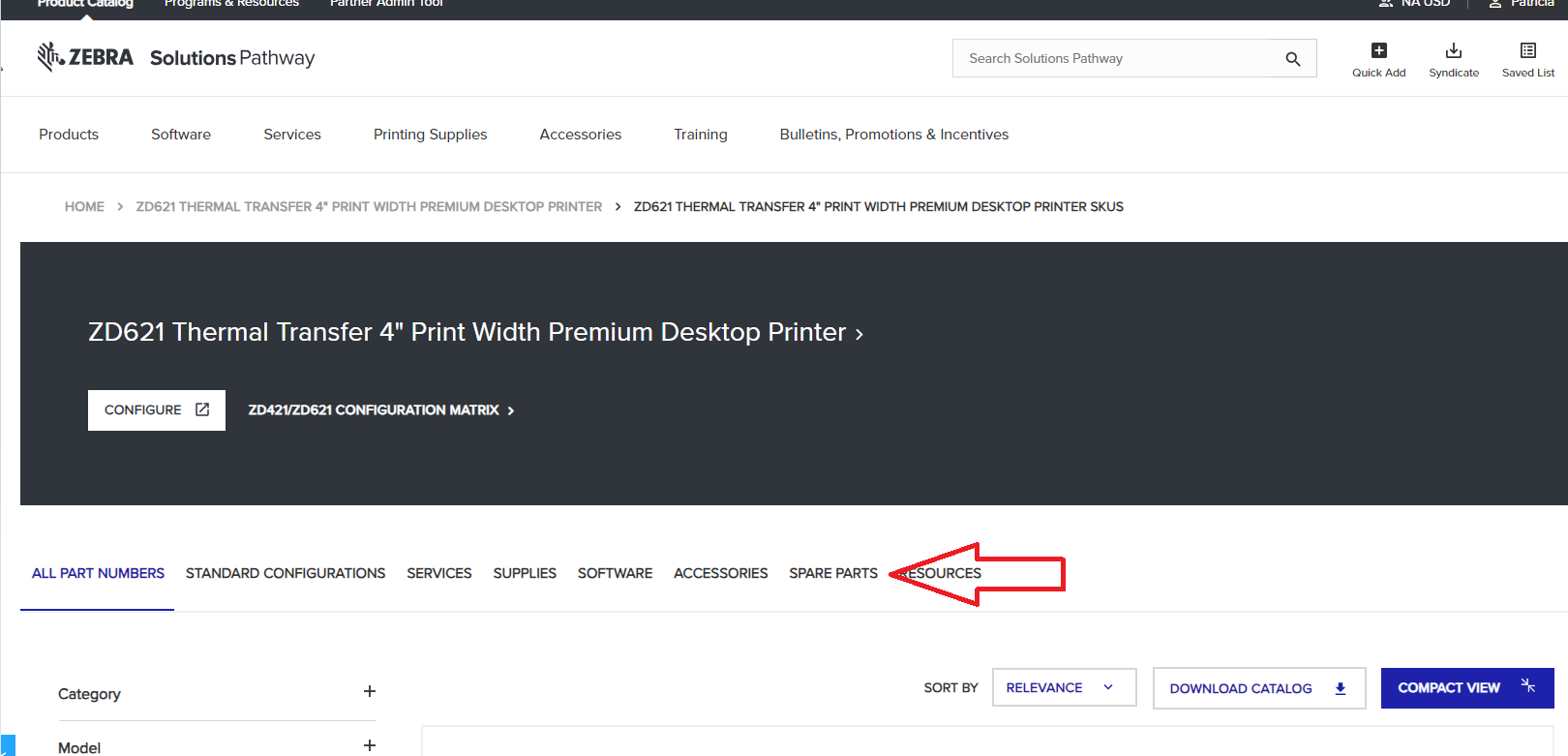 Trova un elenco delle parti sul portale Zebra Partners