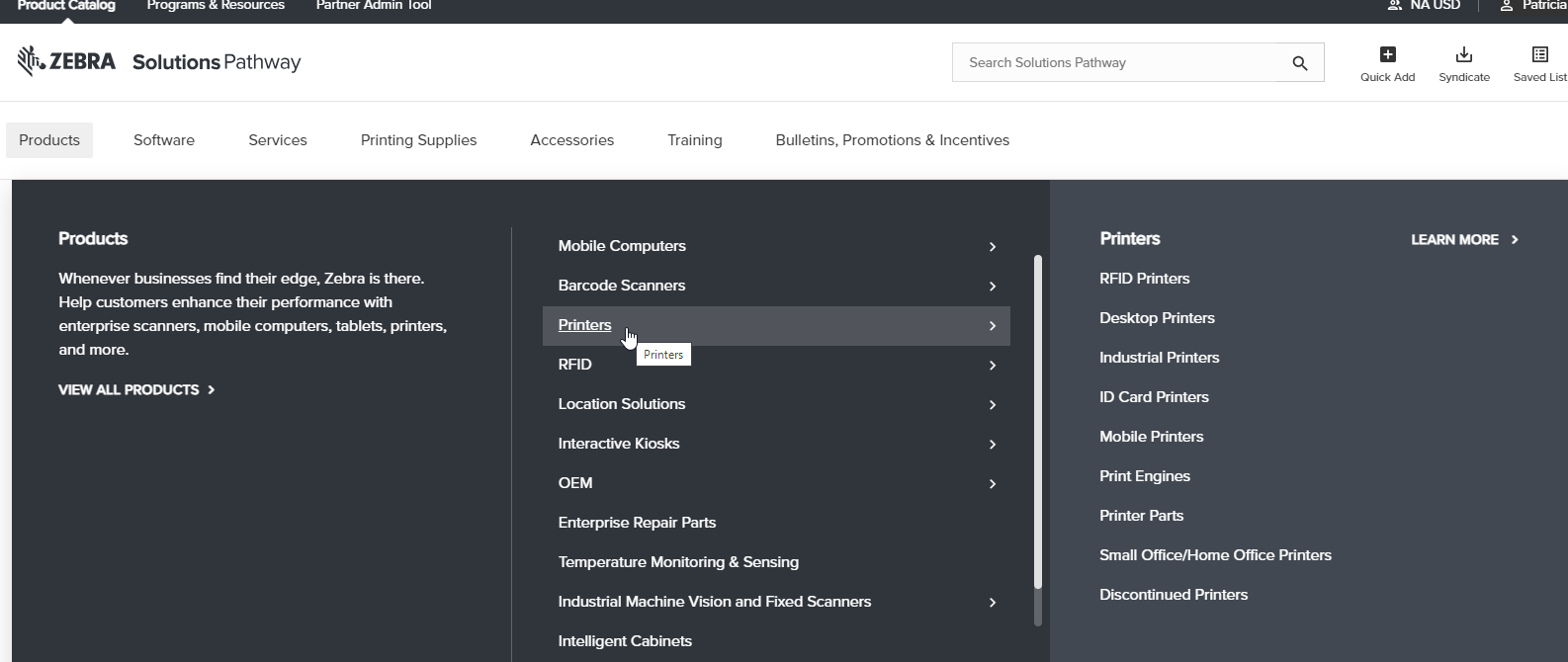 Zebra Partners ポータルで部品リストを検索