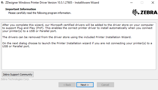 Installa la stampante Zebra utilizzando il driver v10