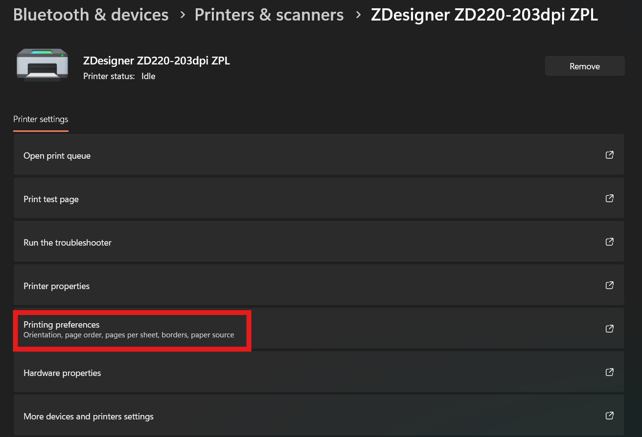 Adjust the Dithering on the ZDesigner Driver Version 5