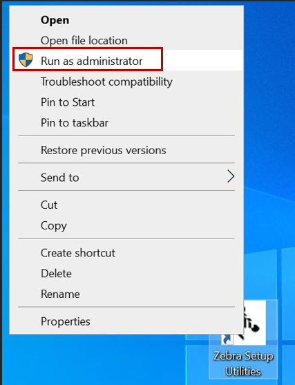 Error in Zebra Setup Utilities