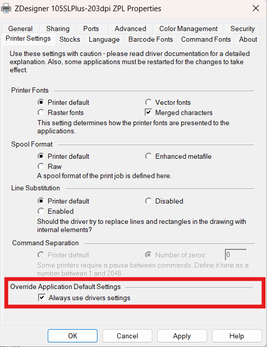 "Usar siempre la configuración del controlador" no está disponible en la versión 10 del controlador