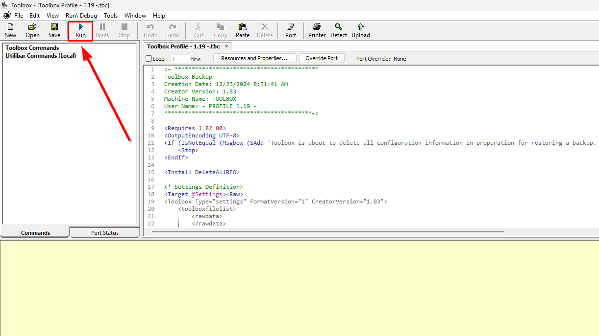 Installieren Sie die Zebra Toolbox und importieren Sie ein Profil