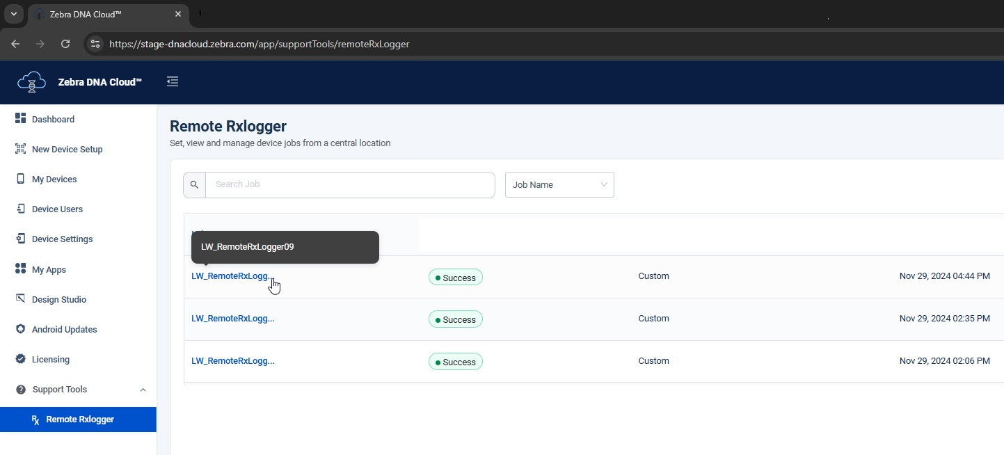 Zebra DNA Cloud：FTP サーバーの使用 RxLogger