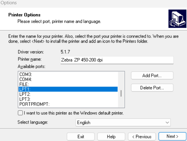 在Windows PC 上安装Zebra ZP230 打印机驱动程序
