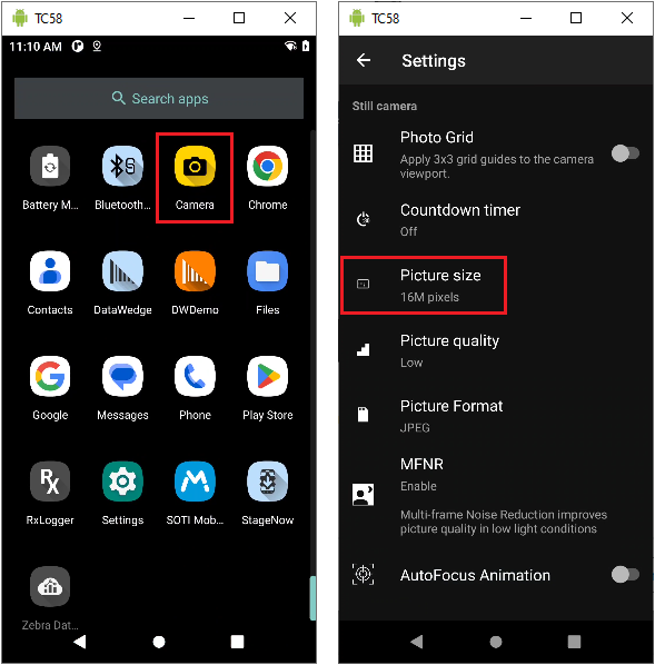 Configure Zebra Camera Application (ZCA) Settings Using StageNow Tool