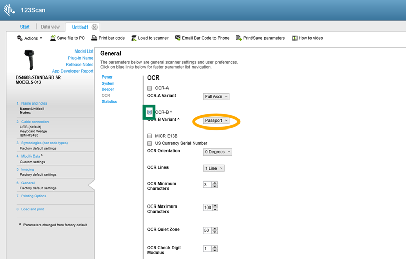 Scanning a Passport Barcode with One Line