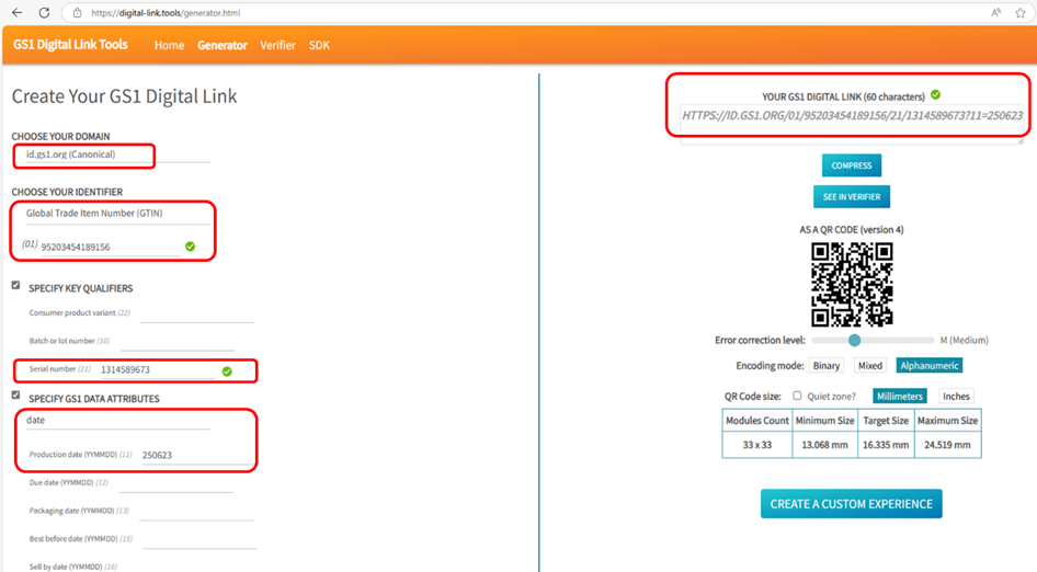Impression de codes QR avec GS1 Digital Link dans ZPL